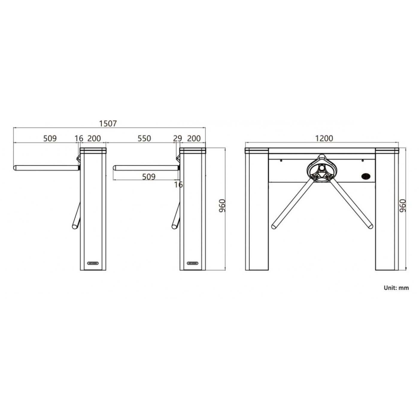 Turnichet bridge bidirectional, brat metalic, culoar acces 550mm ...