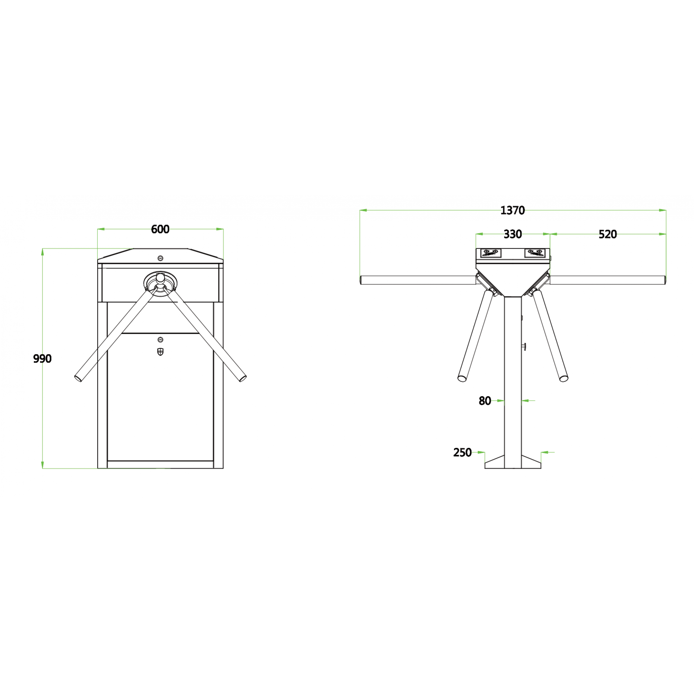Turnichet tripod dublu, semi automat, drop arm, compact TS-TS1200-PRO