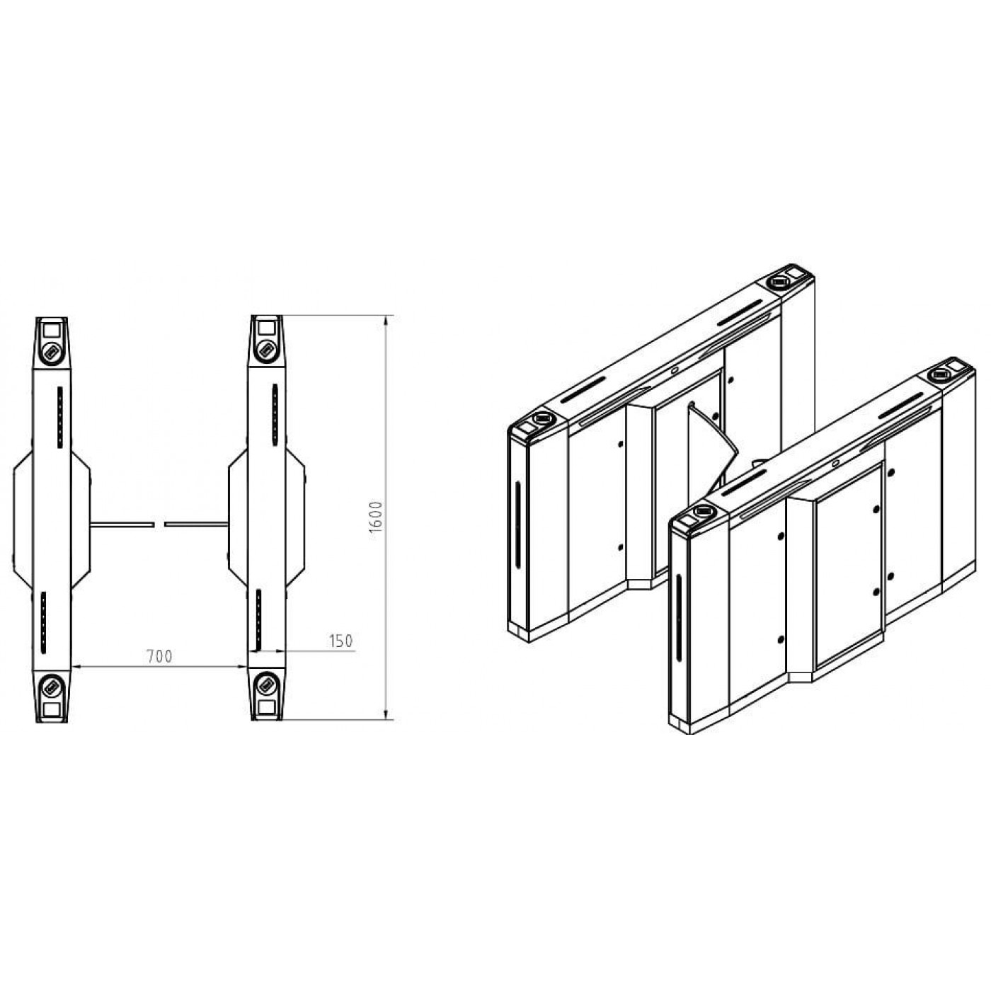 Turnichet Poarta Batanta cu Plexiglass Retractabil SAF-N-30